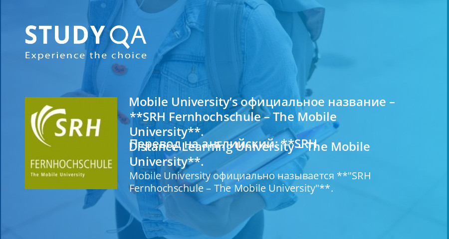 StudyQA — 1 Master program in German in SRH Fernhochschule – The Mobile University in 4 ...